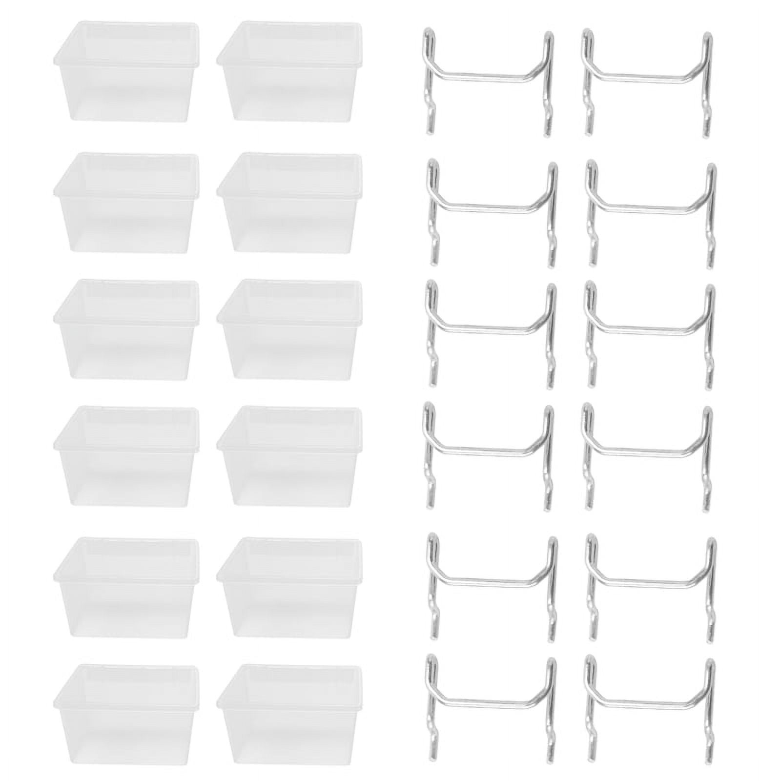 12 Pieces Pegboard Plastic Bins Kit - Pegboard Bins with Hooks ...