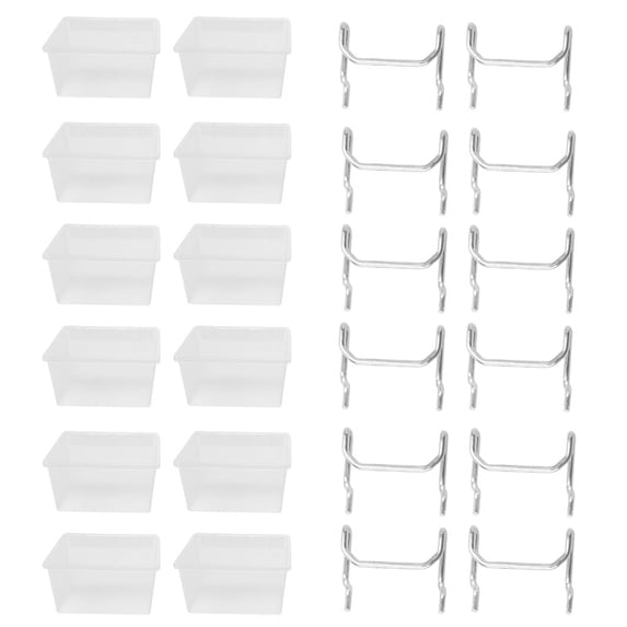 12 Pieces Pegboard Plastic Bins Kit - with Hooks Accessories Workbench ...