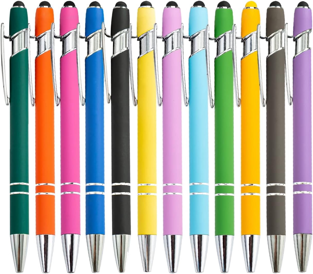 12 Pieces Pink Ballpoint Pen with Stylus Tip, 2 in 1 Stylus Stylish Pen ...