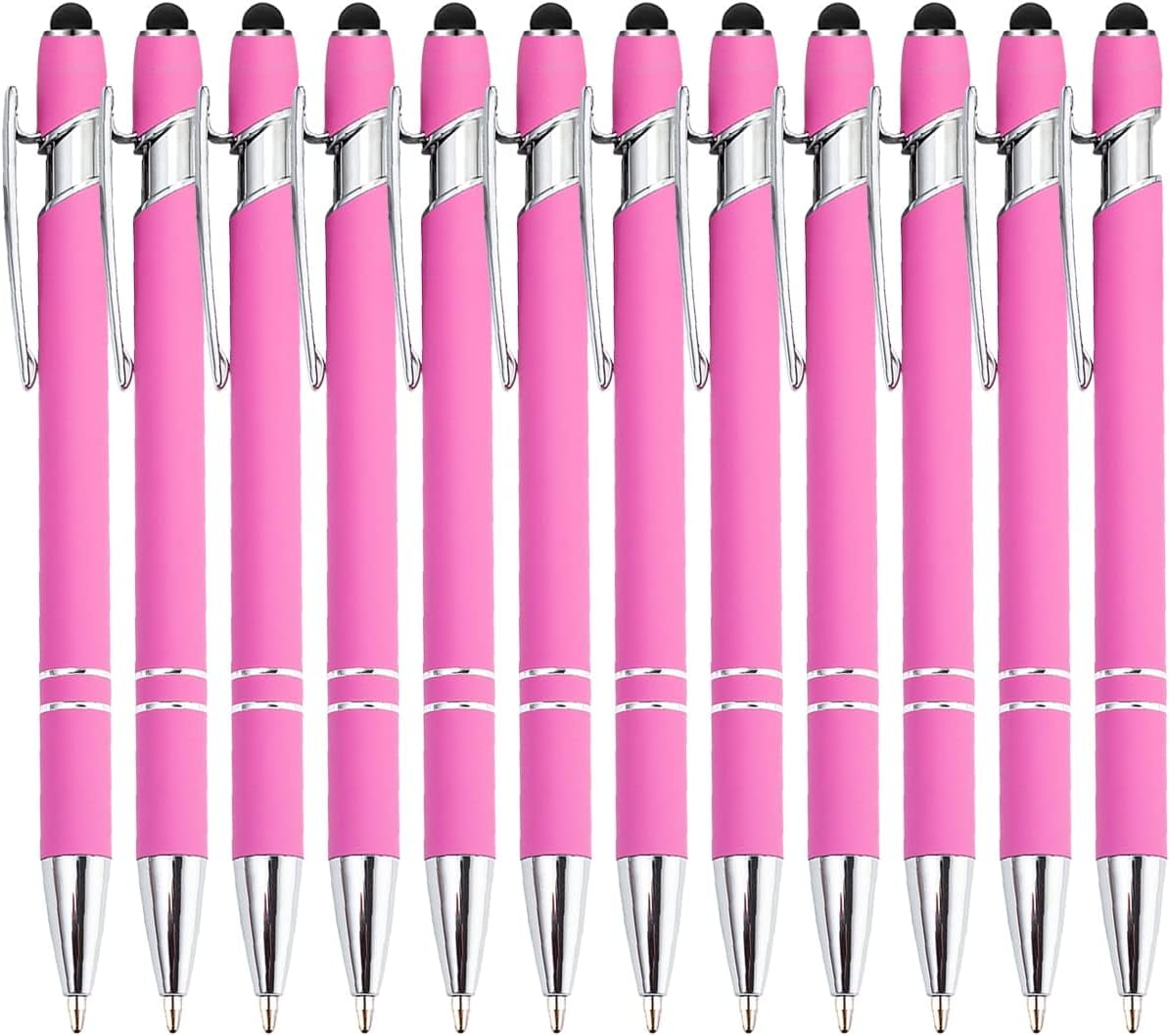 12 Pieces Pink Ballpoint Pen with Stylus Tip, 2 in 1 Stylus Stylish Pen ...