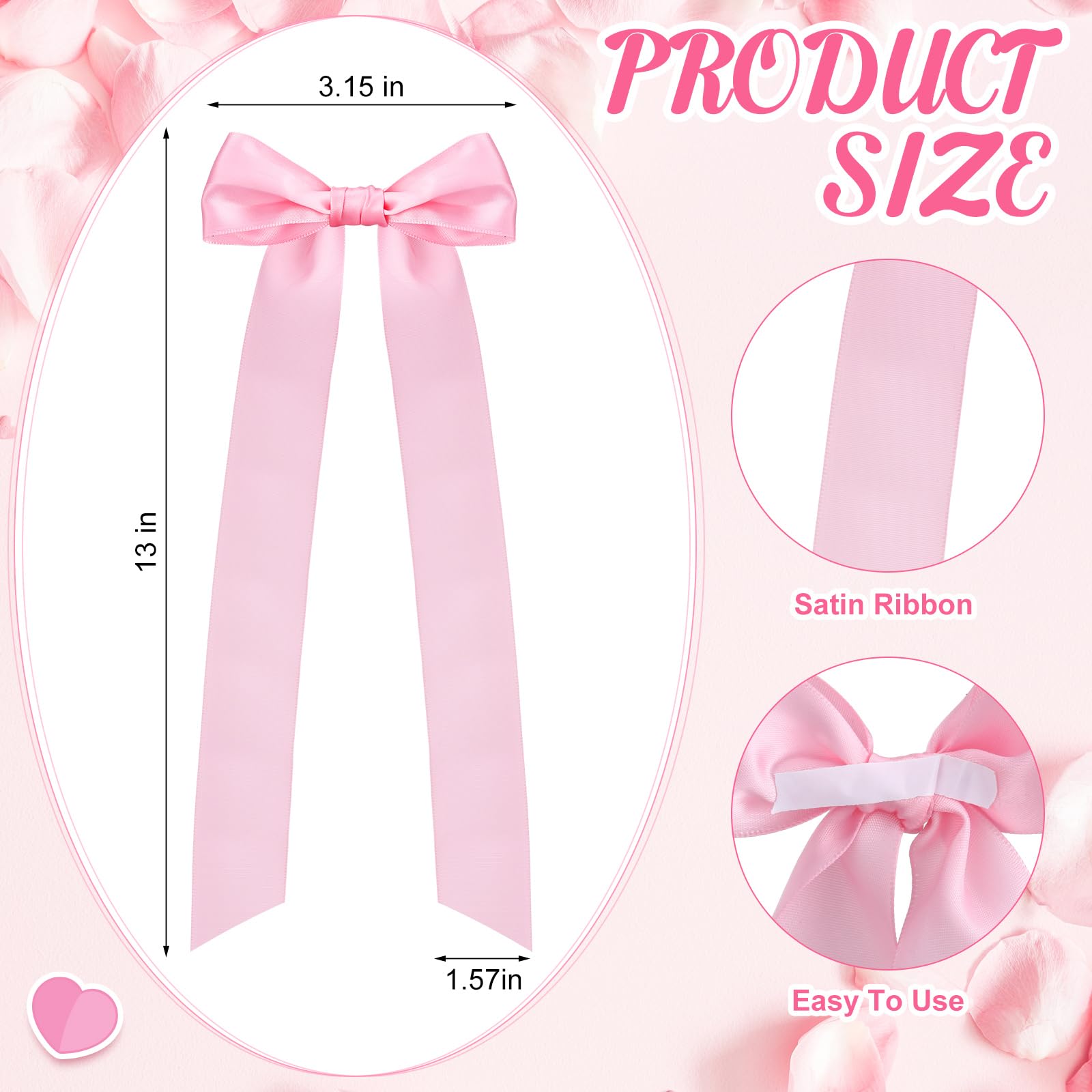 12 Pieces Pink Bow Decor for Girls Women, Self Adhesive Coquette Pink ...