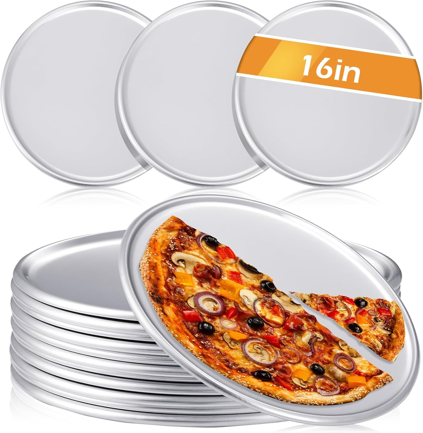 12 Pieces Pizza Pan Bulk Restaurant Aluminum Pizza Pan Set Round Pie ...