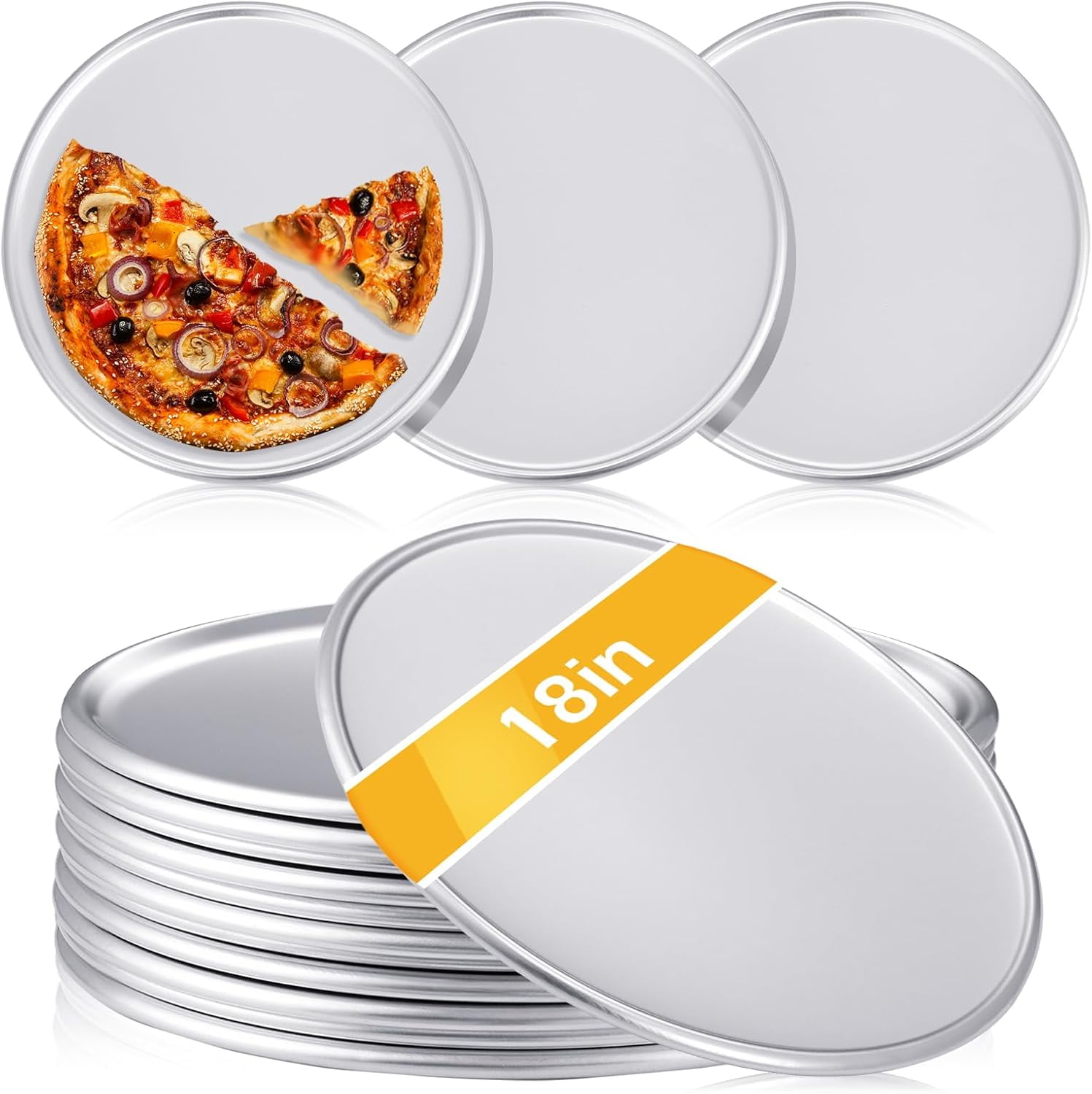 12 Pieces Pizza Pan Bulk Restaurant Aluminum Pizza Pan Set Round Pie ...