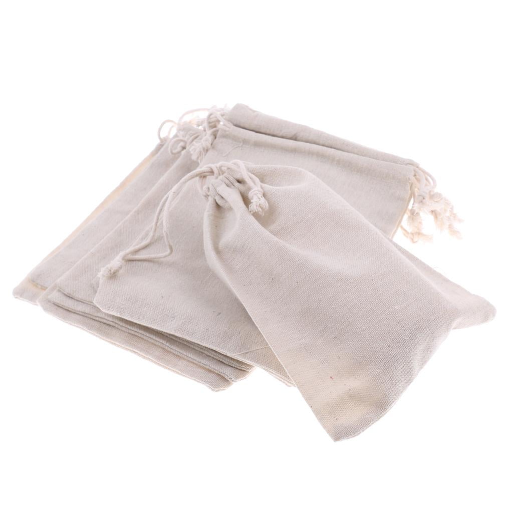 12 Pieces Plain Cotton Drawstring Bags Pouch Santa Sacks Reusable ...