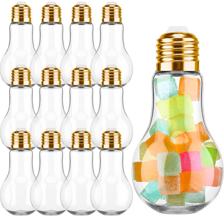 12 Pieces Plastic Bulb Jar Light Bulb Shaped Acrylic Candy Boxes 3.4 oz ...