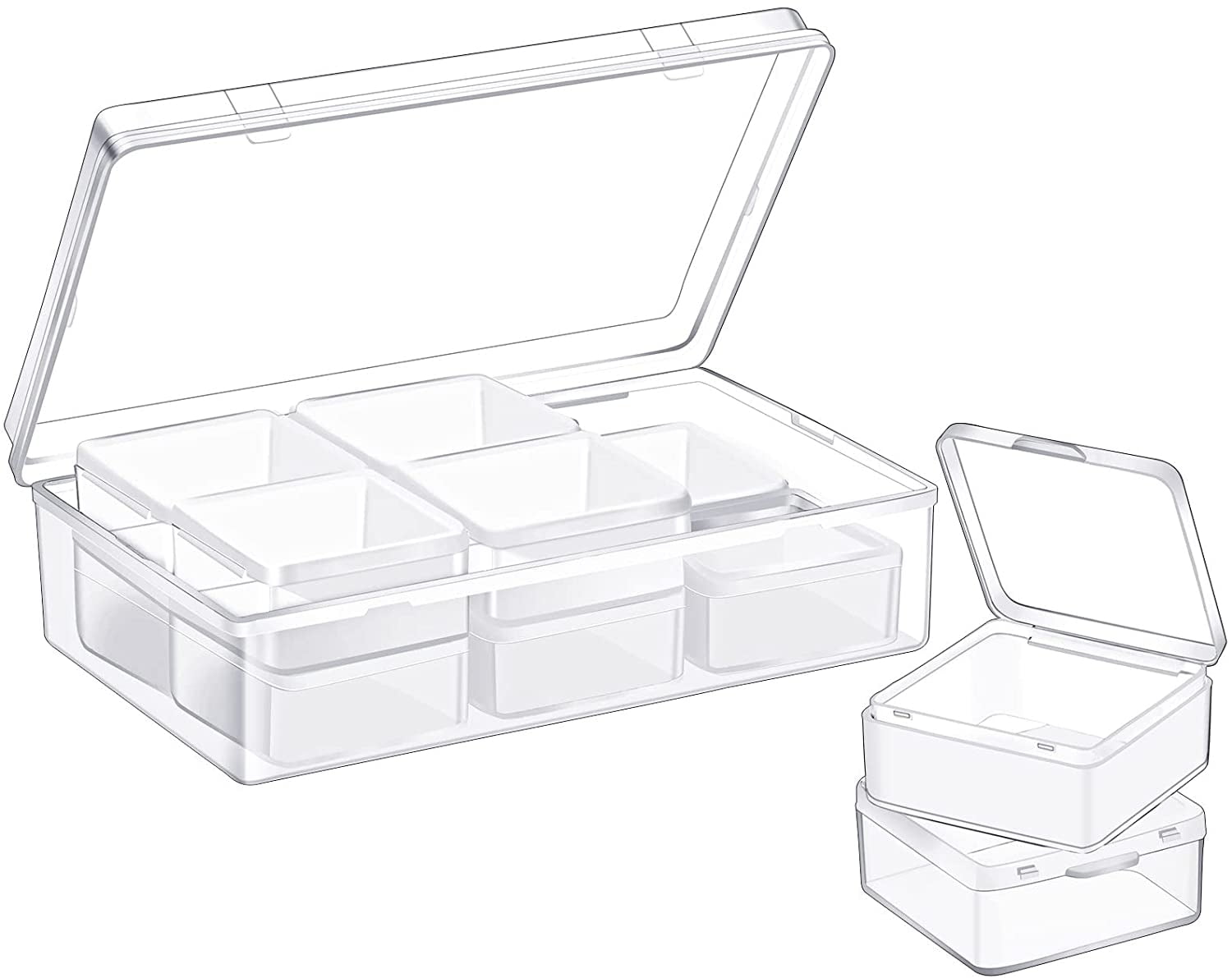 12 Pieces Plastic Clear Storage Box Organizer with snap-tight closure ...