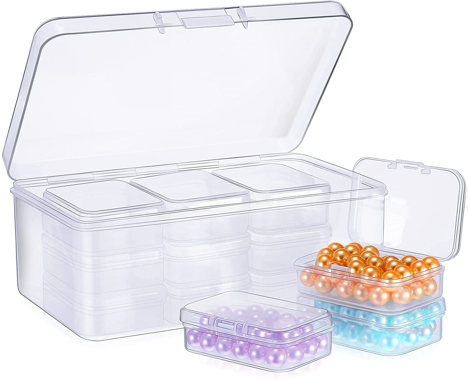 12 Pieces Plastic Clear Storage Box Organizer with snap-tight closure ...