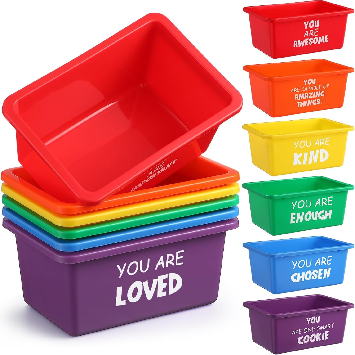 12 Pieces Plastic Cubby Bins with Labels 11.6 x 7.7 Inch Classroom book ...
