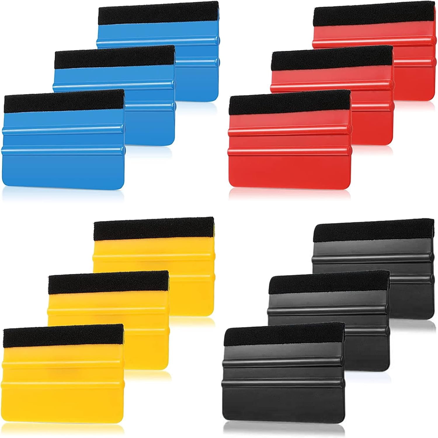 12 Pieces Plastic Felt Edge Squeegee Tool Vinyl 4 Inch Felt Squeegee ...