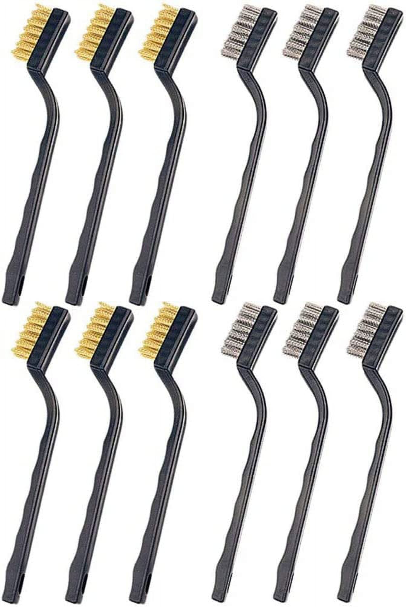 12 Pieces Plastic Handles Wire Brush, Mini Metal Brush Handle Stainless ...