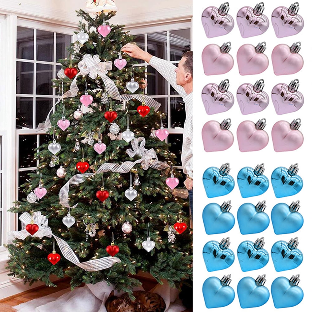 12 Pieces Plastic Heart Shape Balls 50mm Hanging Balls DIY Craft ...