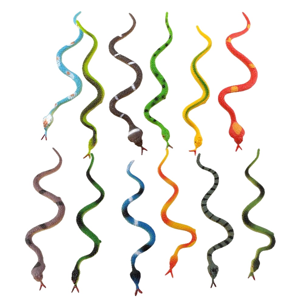 12 Pieces Plastic Snakes Rain Forest Snakes Realistic Rubber Snakes ...