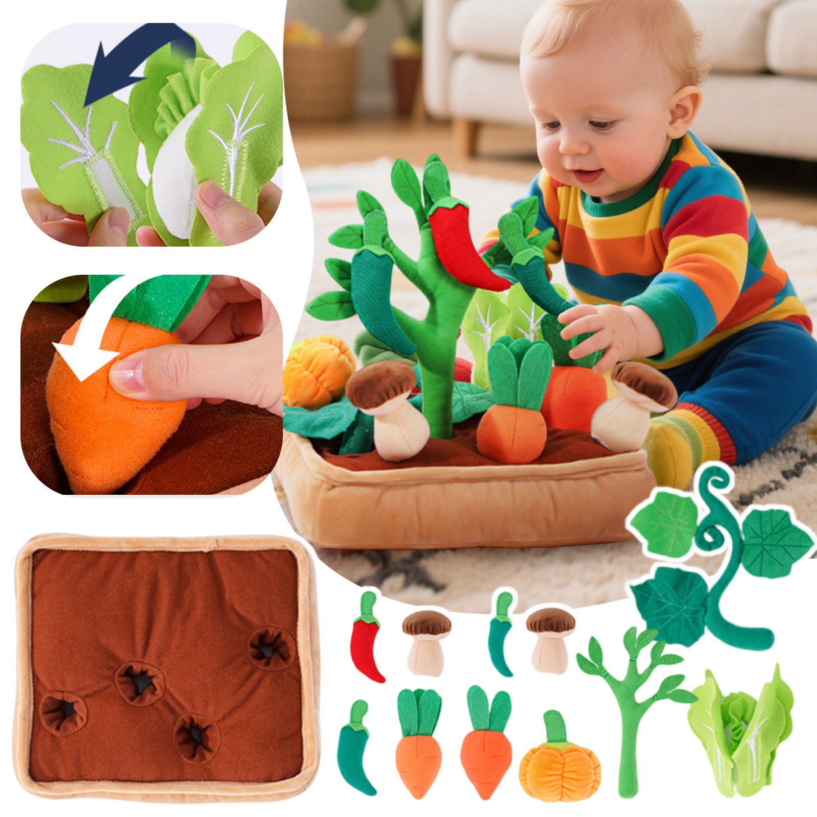 12 Pieces Plush Growing Vegetables Toy 2026,Jollybaby Plush Growing ...