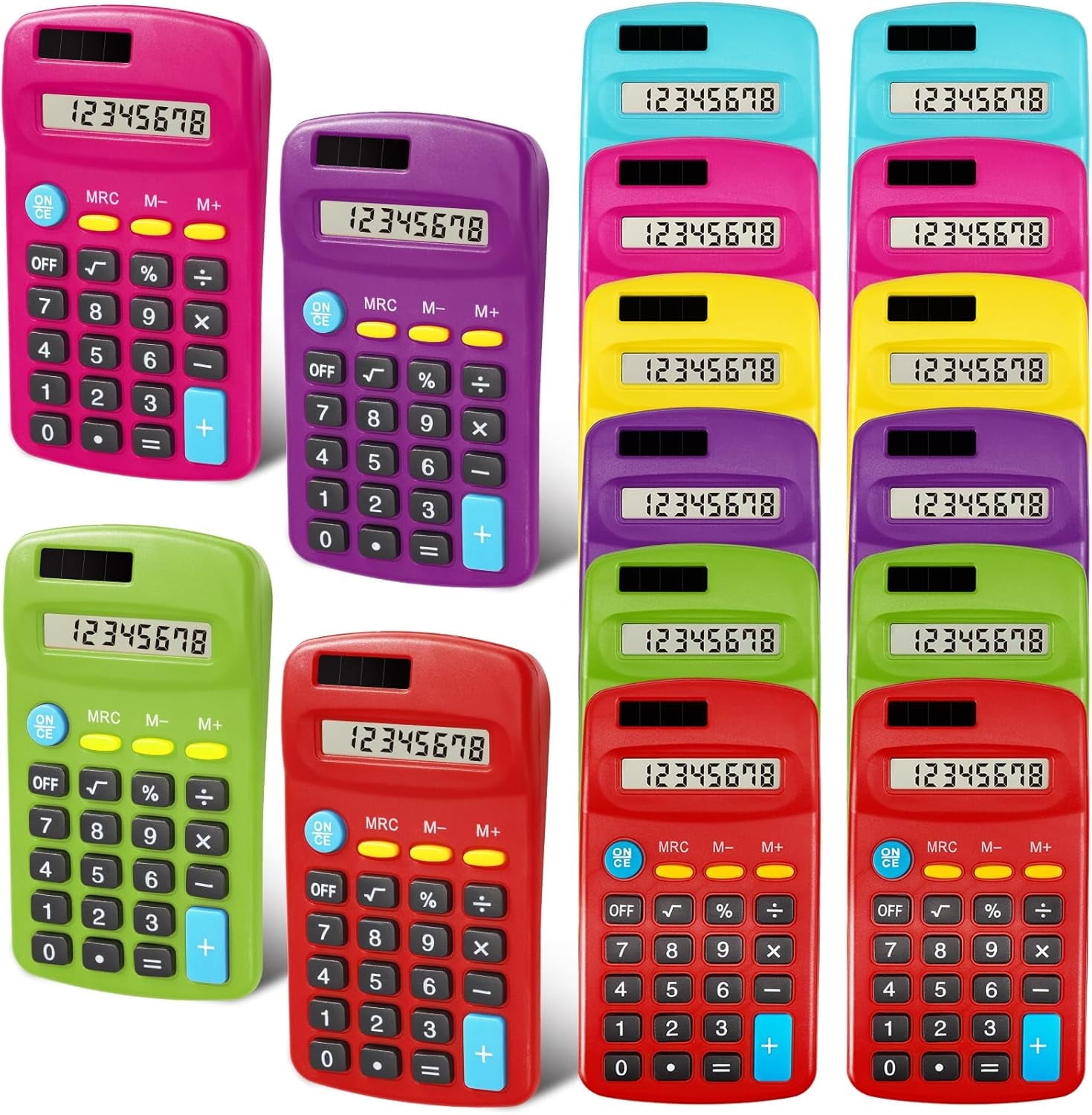 12 Pieces Pocket Calculators,Pocket Mini Calculators,8 Digit Display ...