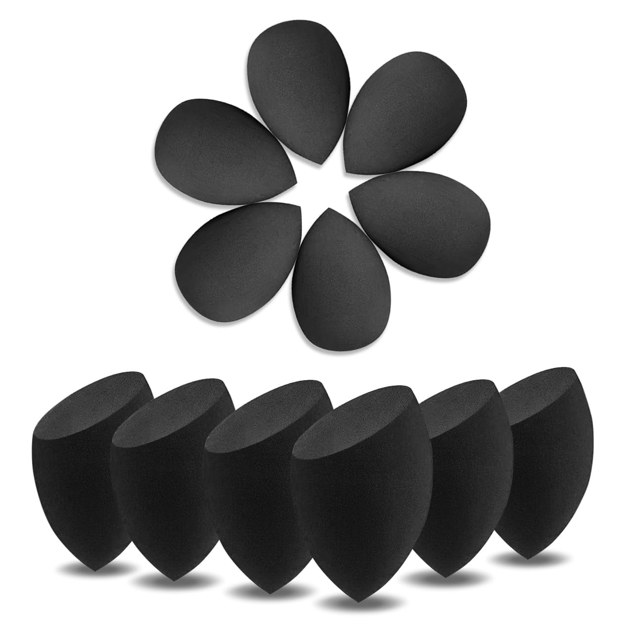 12 Pieces Professional Makeup KEF16 Sponge Set,Latex Free Flawless Soft Setting Face Puffs,Black ...