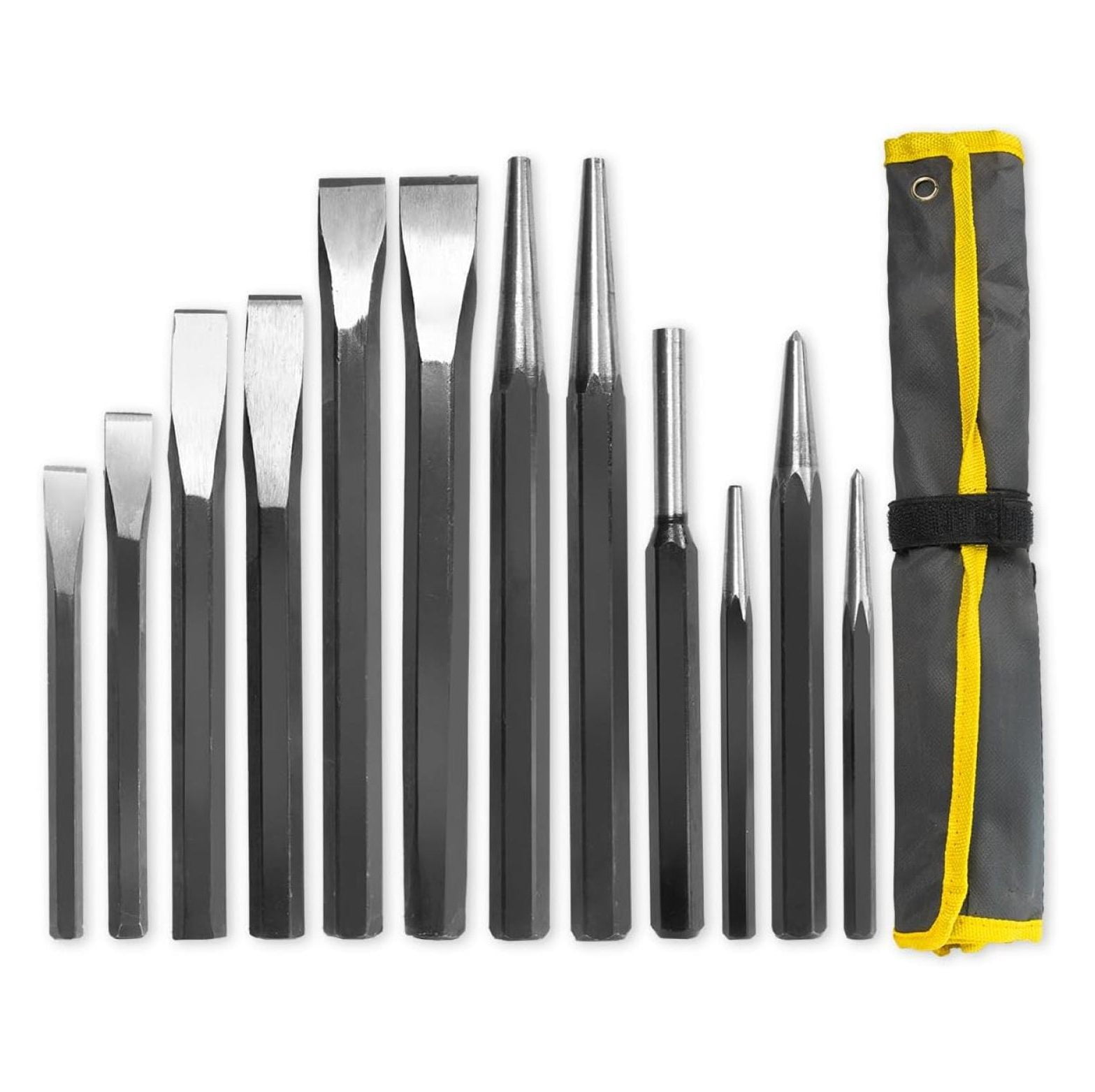12-Pieces Professional Punch and Chisel Set Mechanics Pin Tapered ...