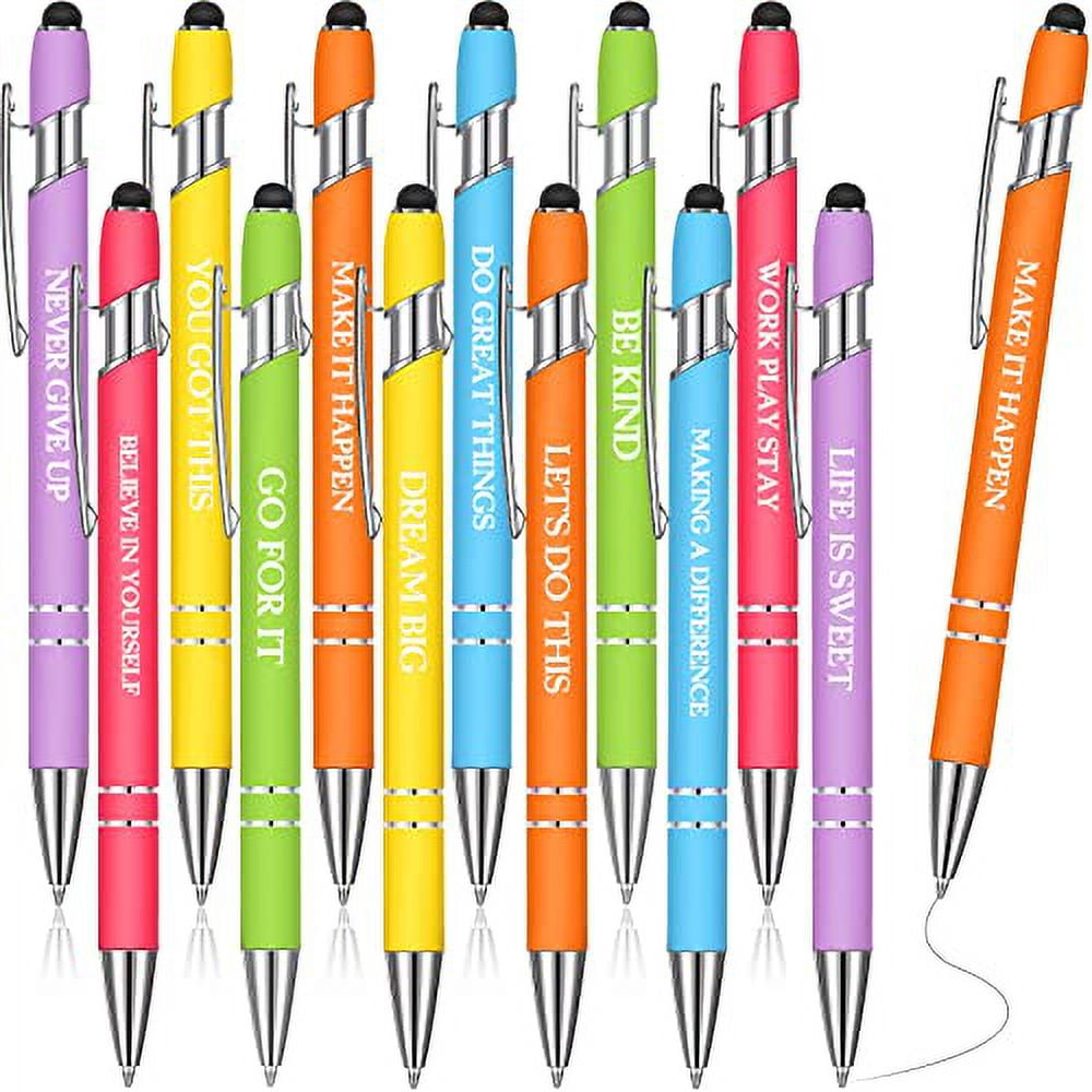 12 Pieces Quotes Pen Inspirational Ballpoint Pen with Stylus Tip ...