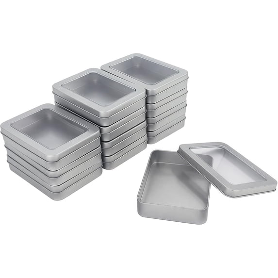 12 Pieces Rectangular Empty Metal Tins Home Storage Containers ...
