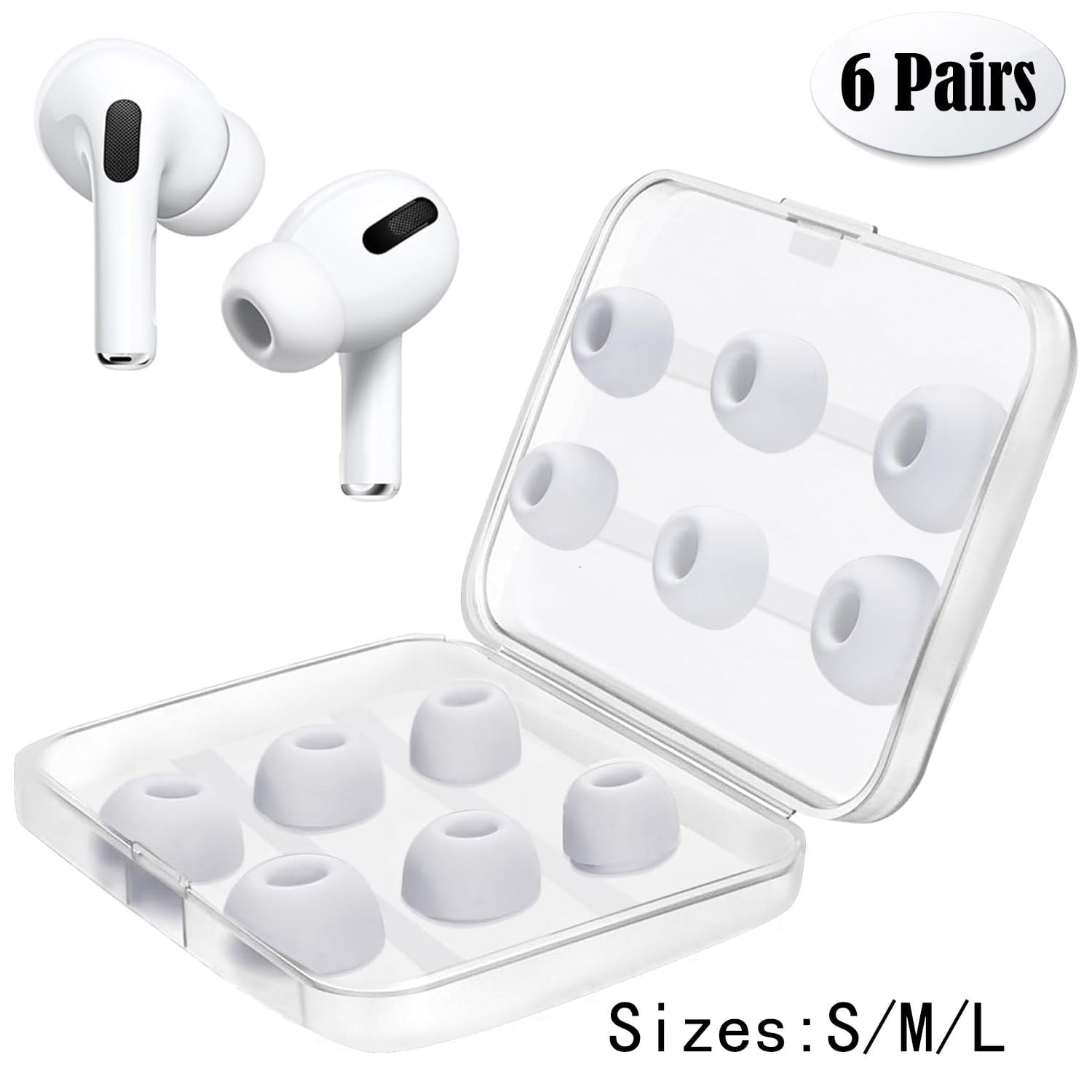 12 Pieces Replacement Ear Tips for AirPods Pro/AirPods Pro 2 Silicon ...