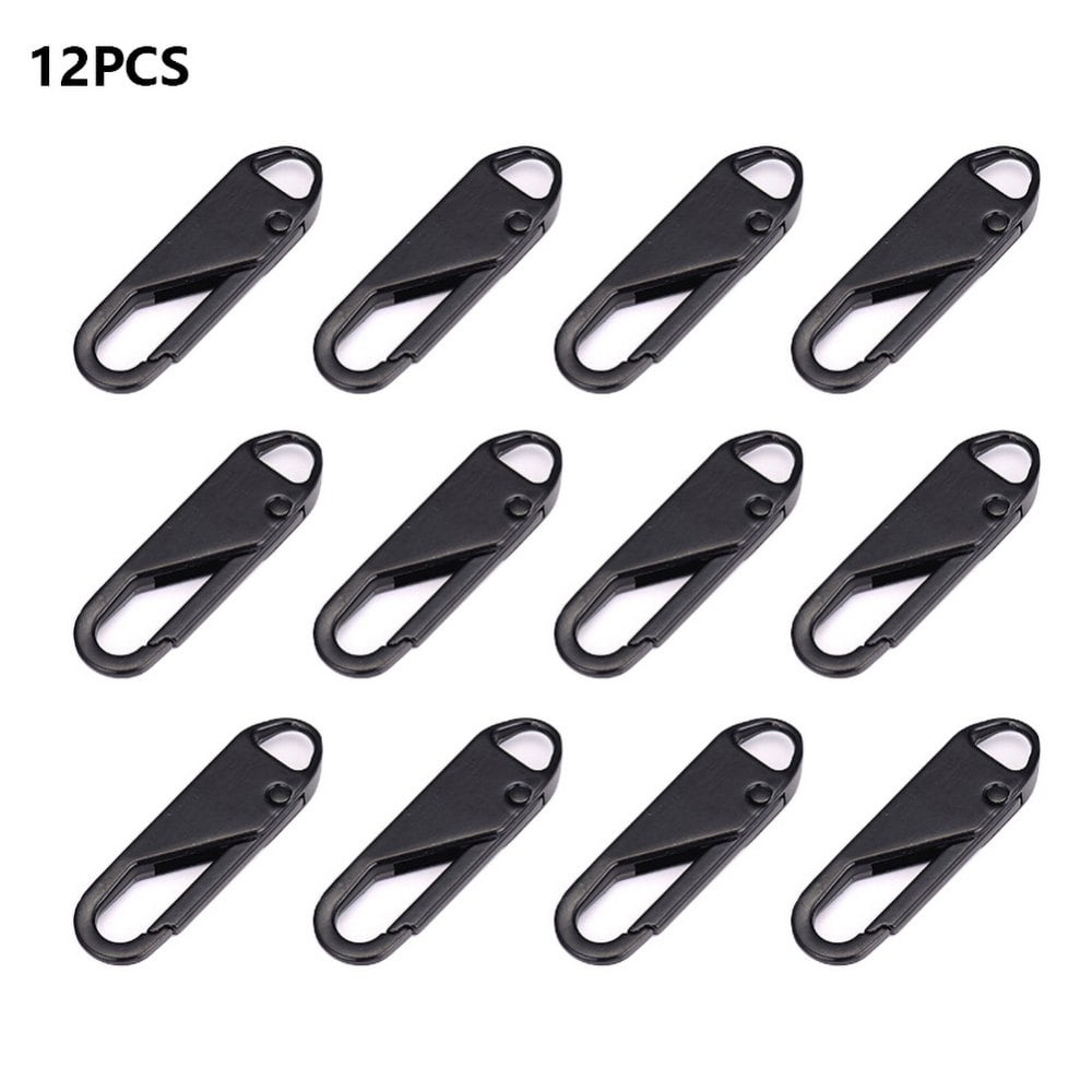 12 Pieces Replacement Zipper Pull Metal Zipper Pull Black Zipper Pull ...