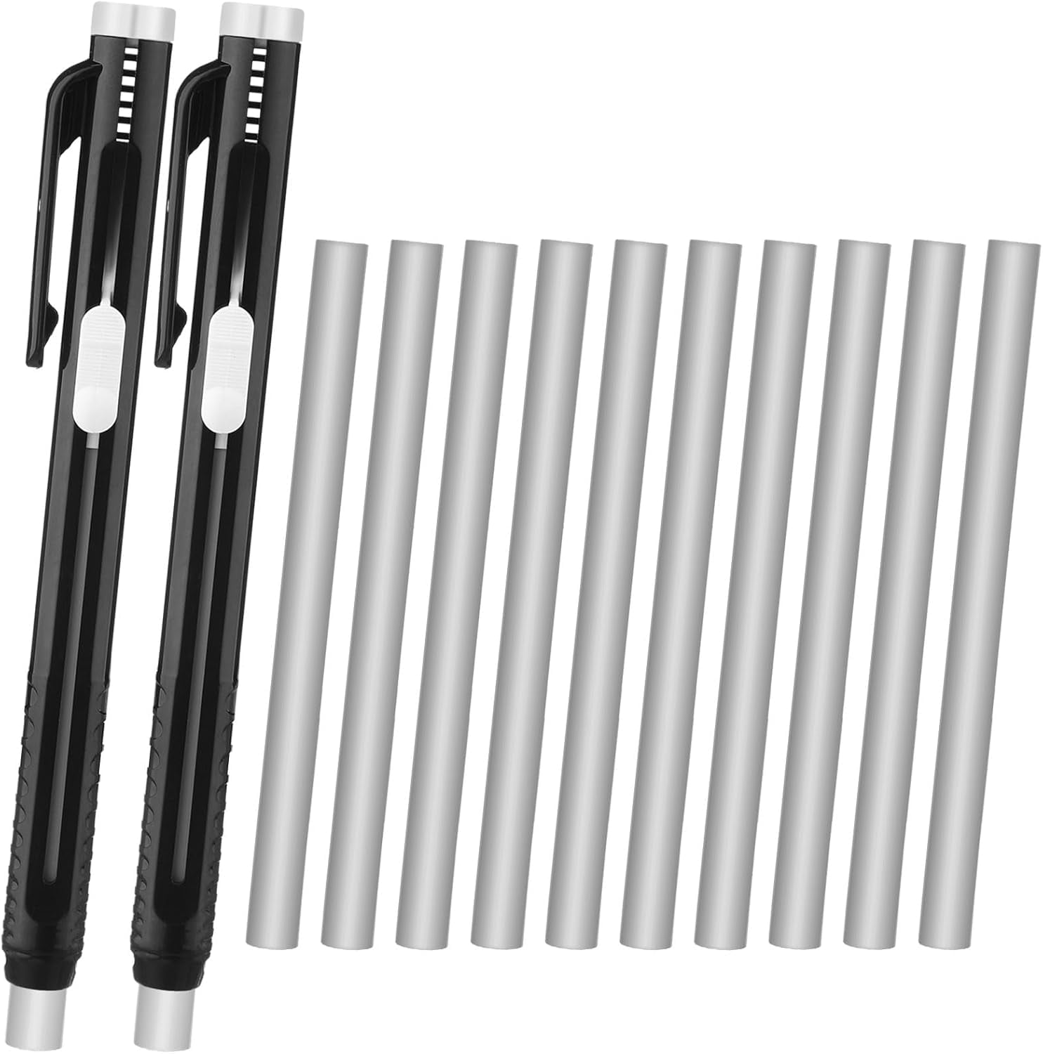 12 Pieces Retractable Mechanical Eraser Pen Bulks Stick Refill for ...