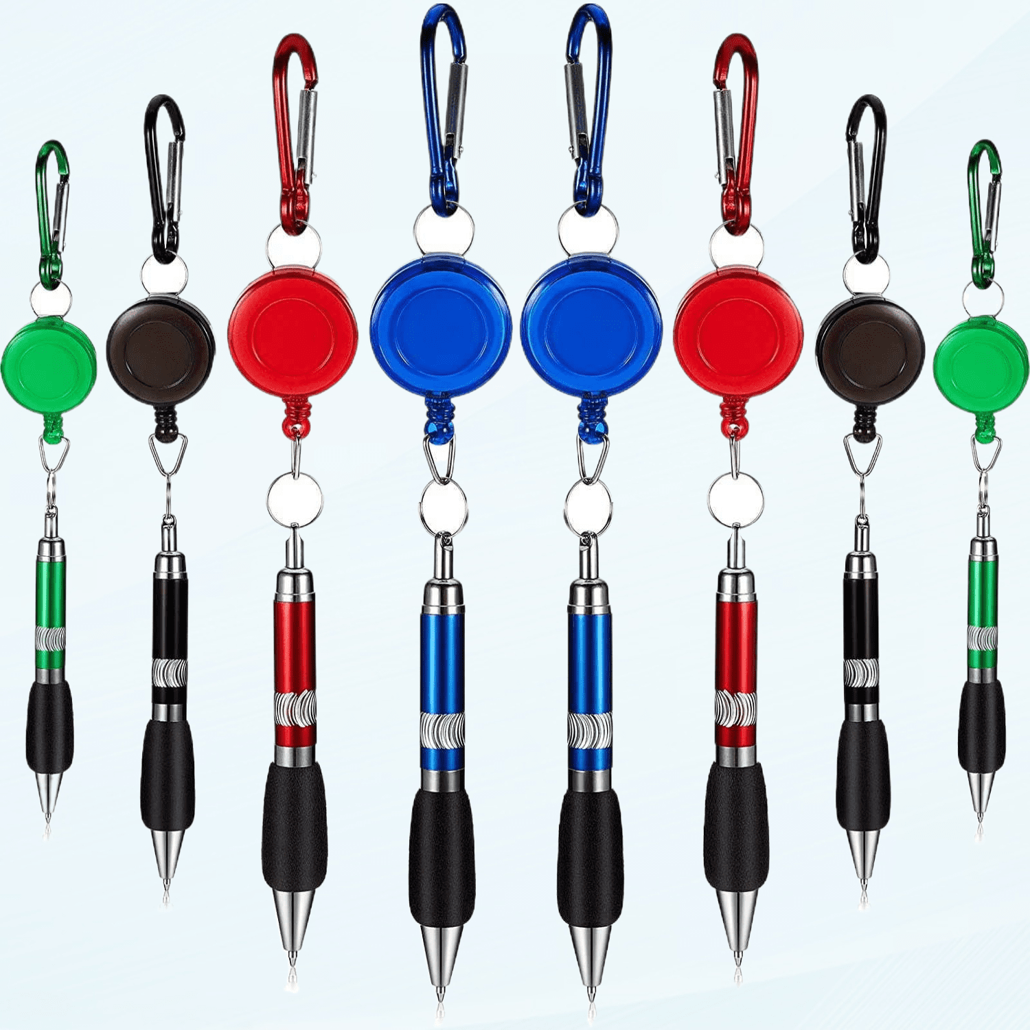12 Pieces Retractable Pull Pen Clip Pen Retractable Reel Holder 3-in-1 ...