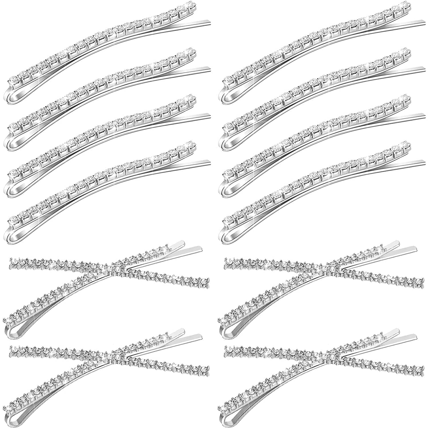 12 Pieces Rhinestone Bobby Pins Decorative Fancy Crystal Bobby Pins ...