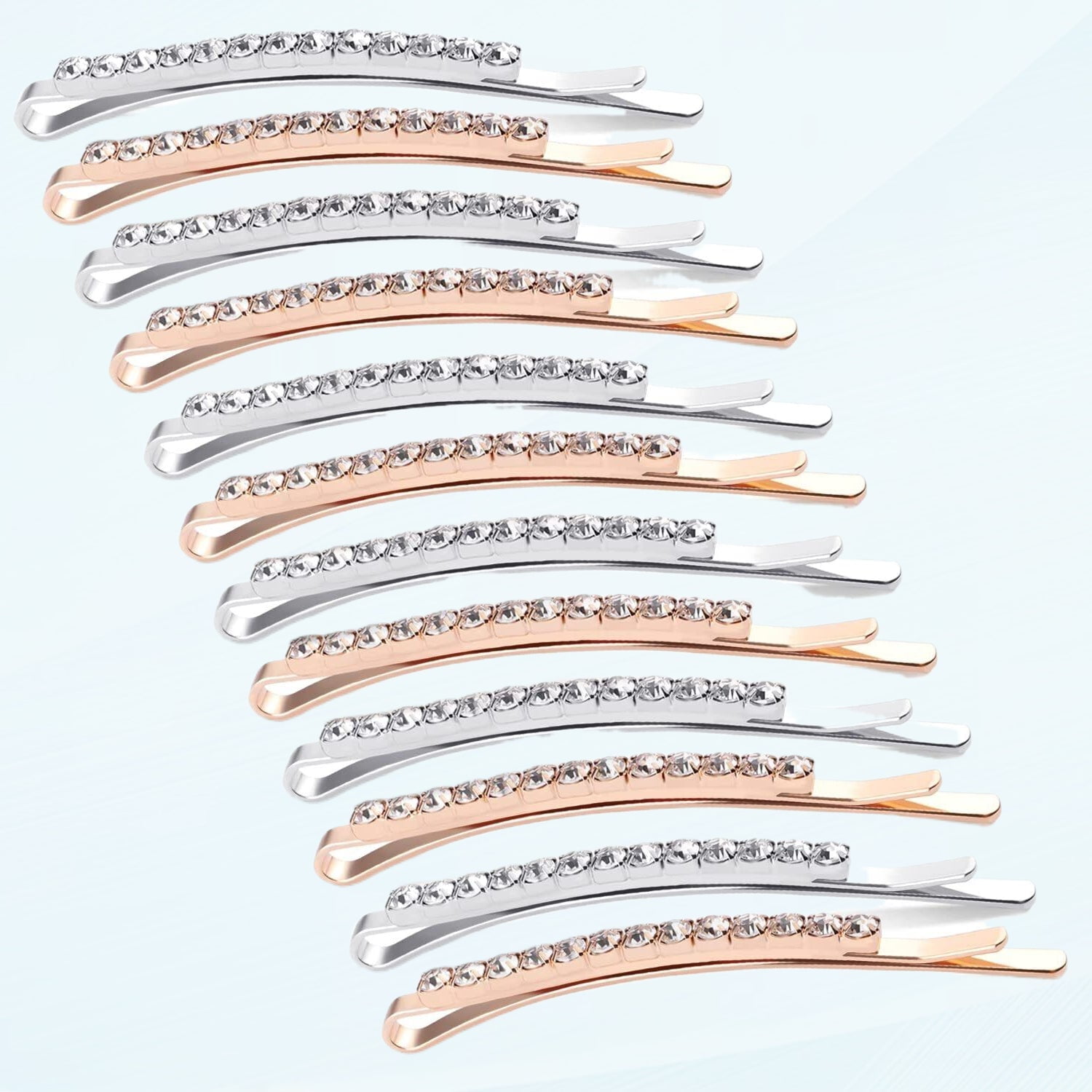 12 Pieces Rhinestone Bobby Pins, Metal Silver and Gold Diamond Hair ...