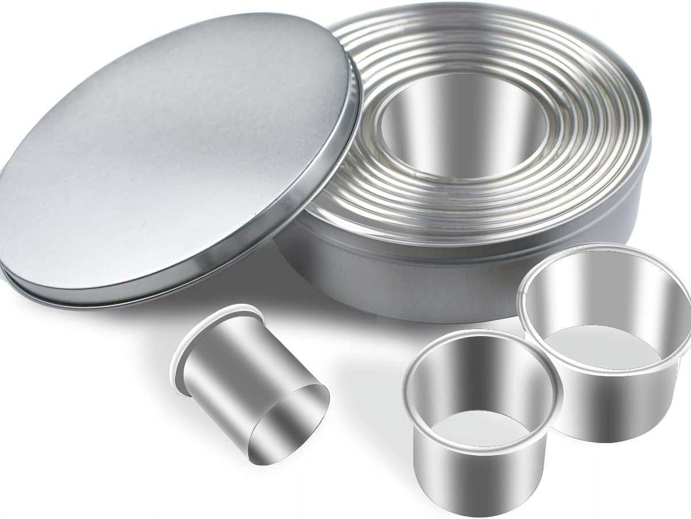 12 Pieces Round Cookie Cutters Set Stainless Steel Cookie Cutter Set Biscuit Plain Edge Round ...
