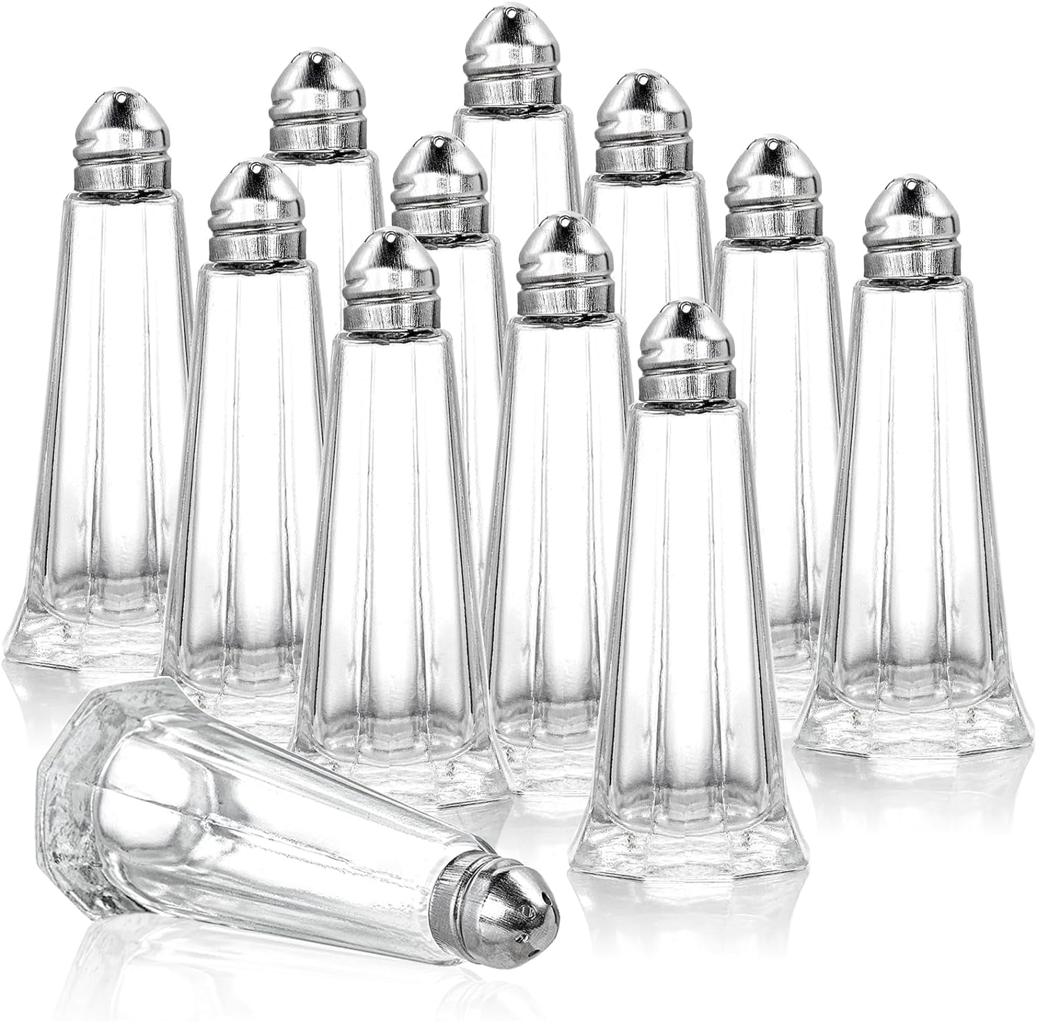12 Pieces Salt and Pepper Shaker Set, 1 oz Tower Glass Body Mini ...
