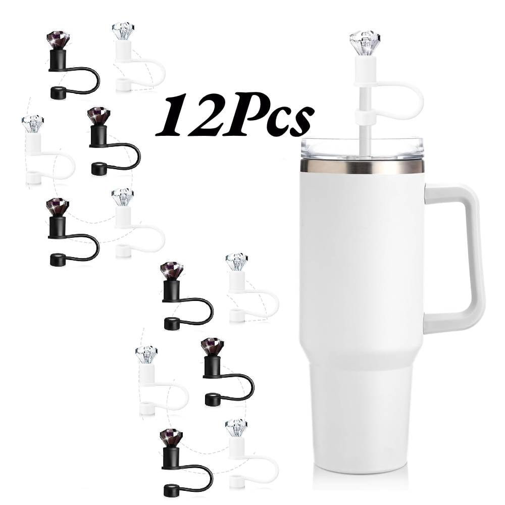 12 Pieces Silicone Straw Covers Straw Topper, Reusable Drinking Straw ...