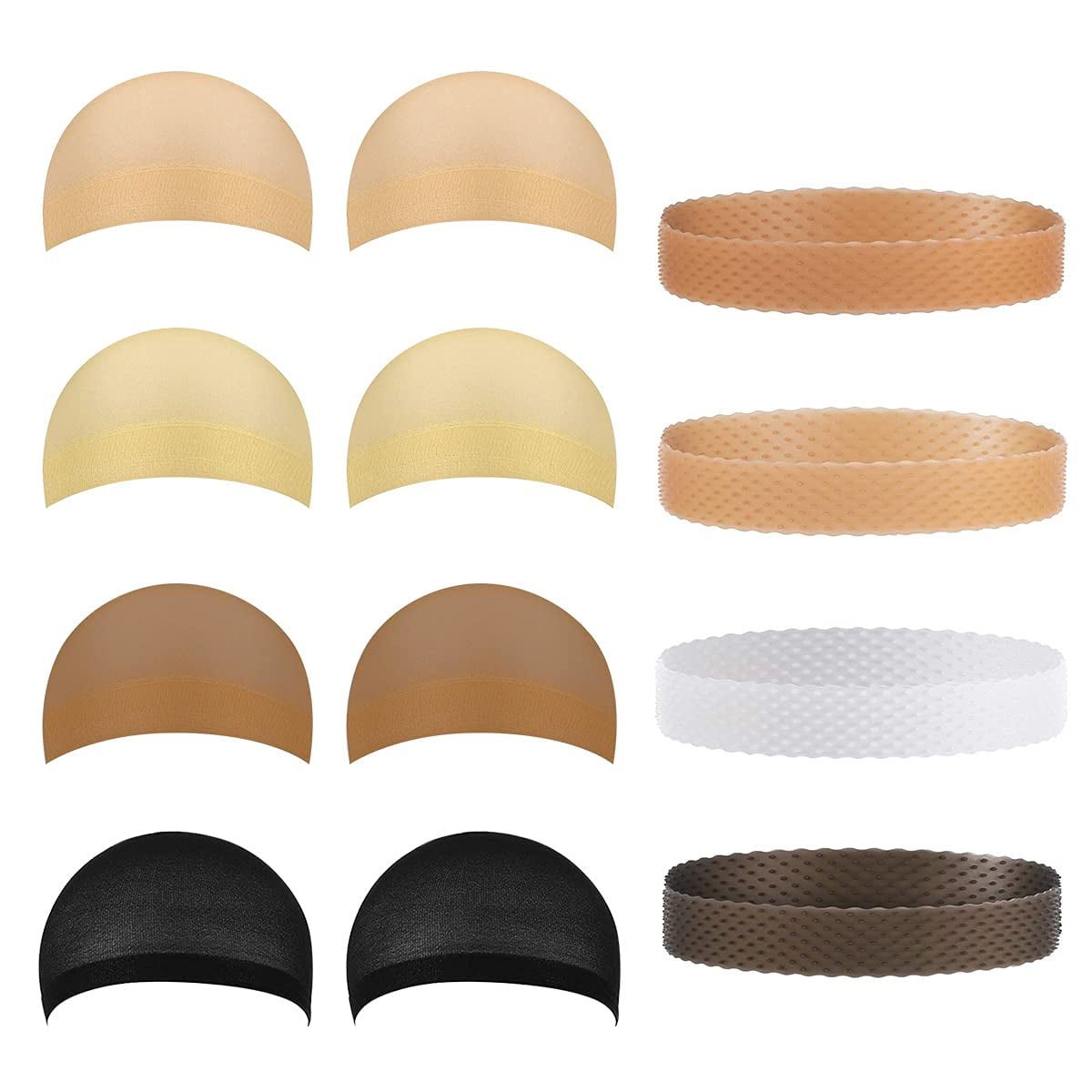 12 Pieces Silicone Wig Grip headbands and Nylon Wig Caps Set, Non Slip ...