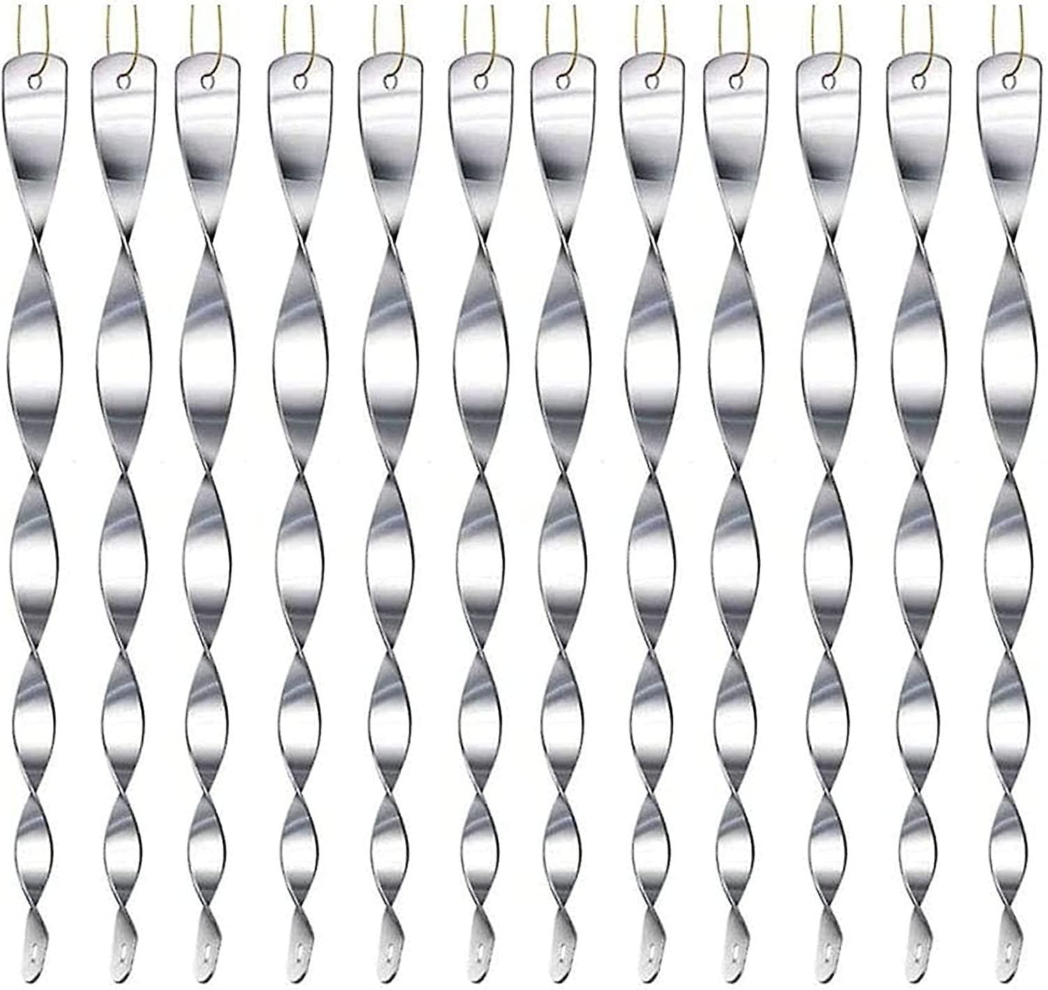 12 Pieces Silver Reflective Bird Deterrent Bird Repellent, Hanging Bird ...
