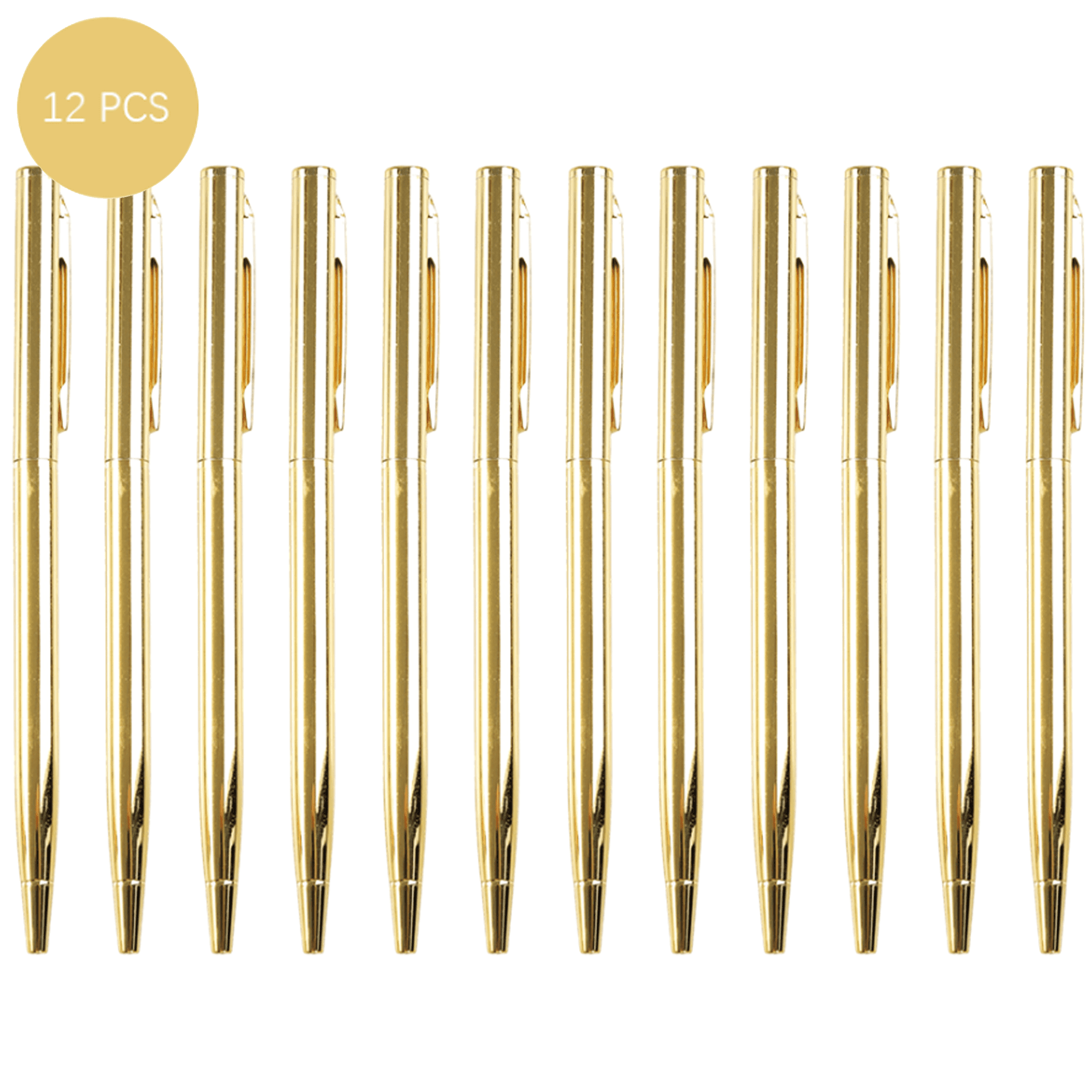12 Pieces Slim Metal Ballpoint Pens, 1mm Black Ink Ballpoint Pens ...