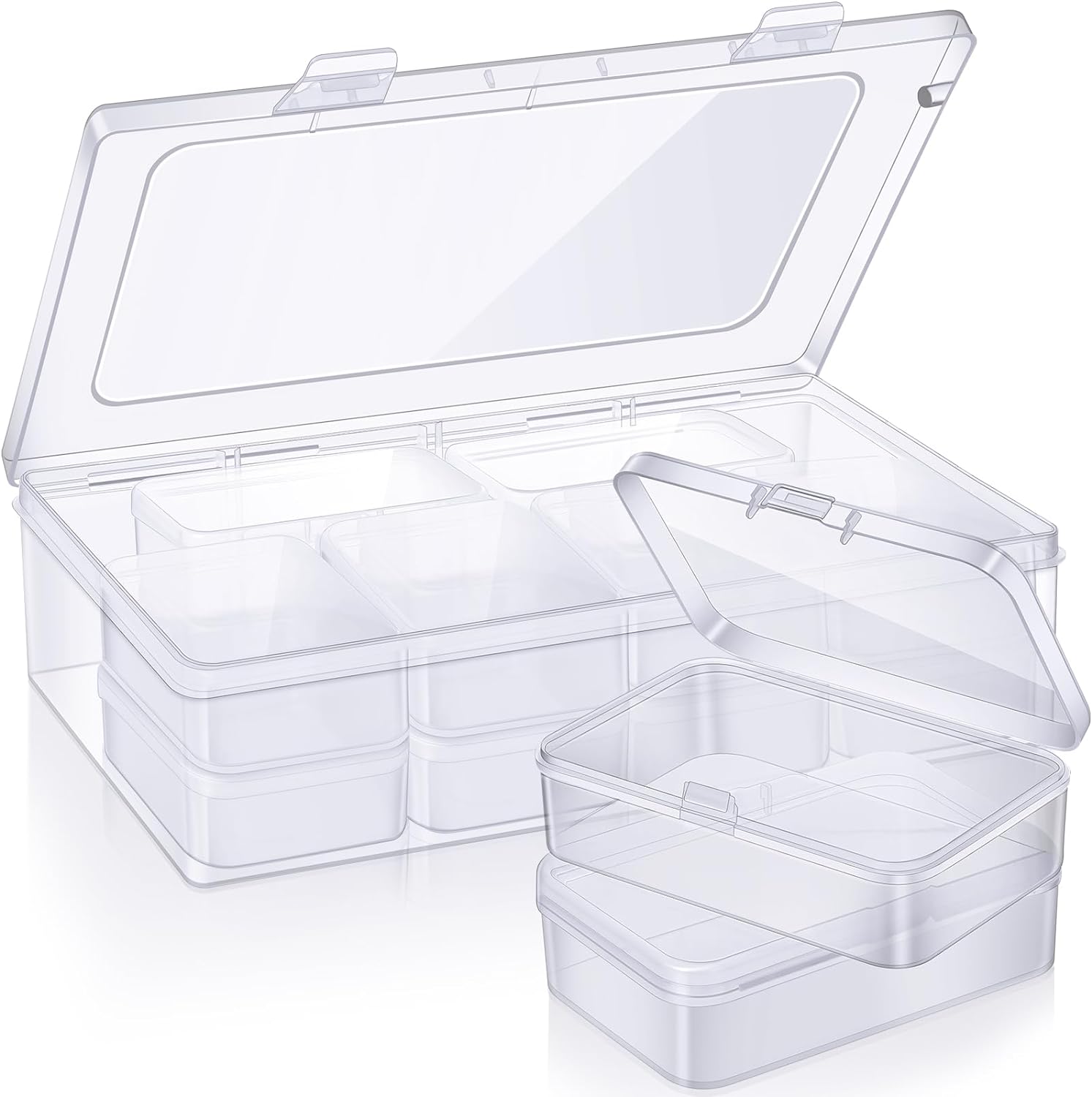 12 Pieces Small Clear Plastic Beads Storage Container and Organizer Transparent Boxes with ...