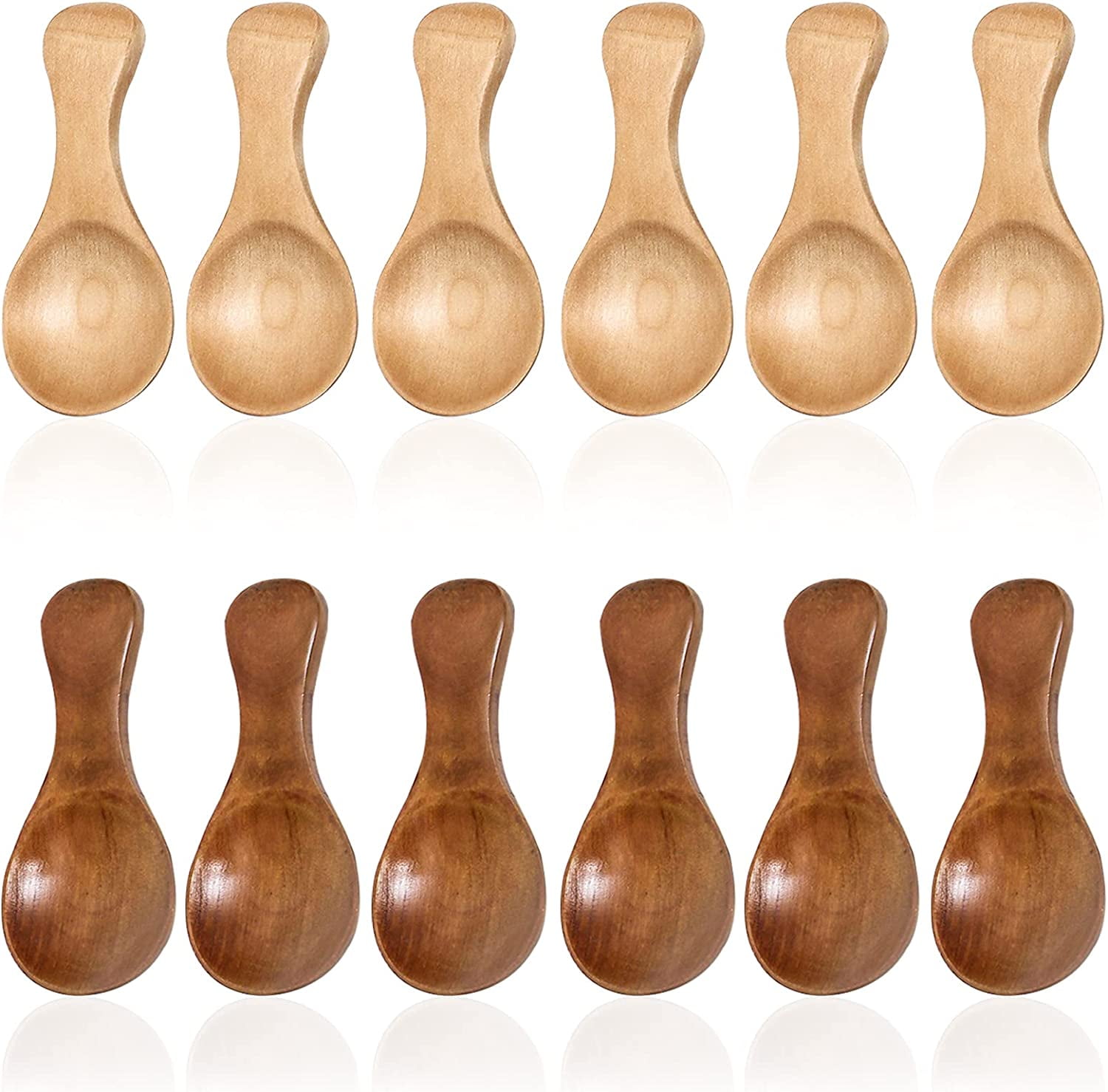 12 Pieces Small Wooden Spoon, SourceTon 3.35 Inches Salt Spoon Honey ...