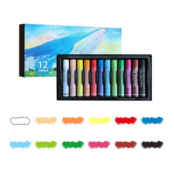 12 Pieces Soft Washable Oil Pastel Sticks White Color Safe Art Supplies ...