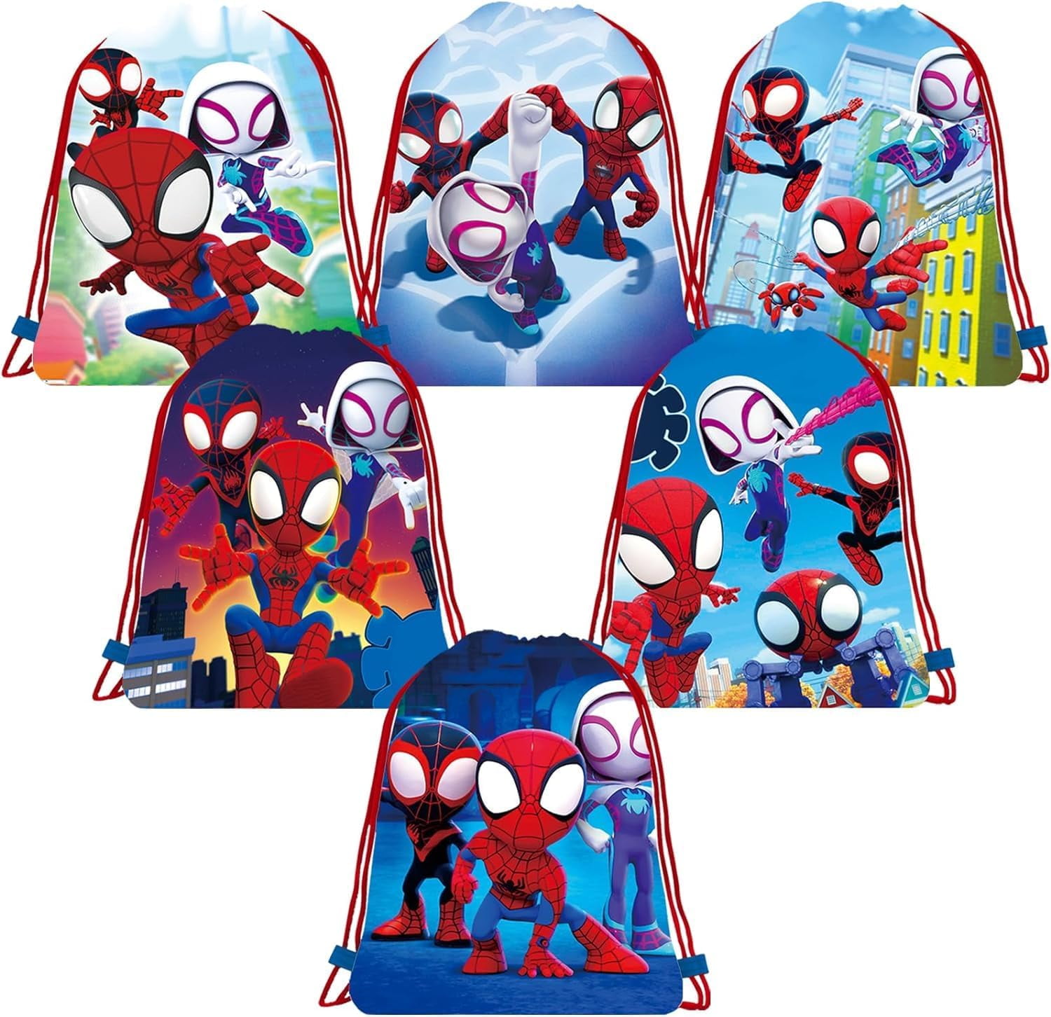 12 Pieces Spider and His Friends Candy Drawstring Bag,eusable Non-Woven ...