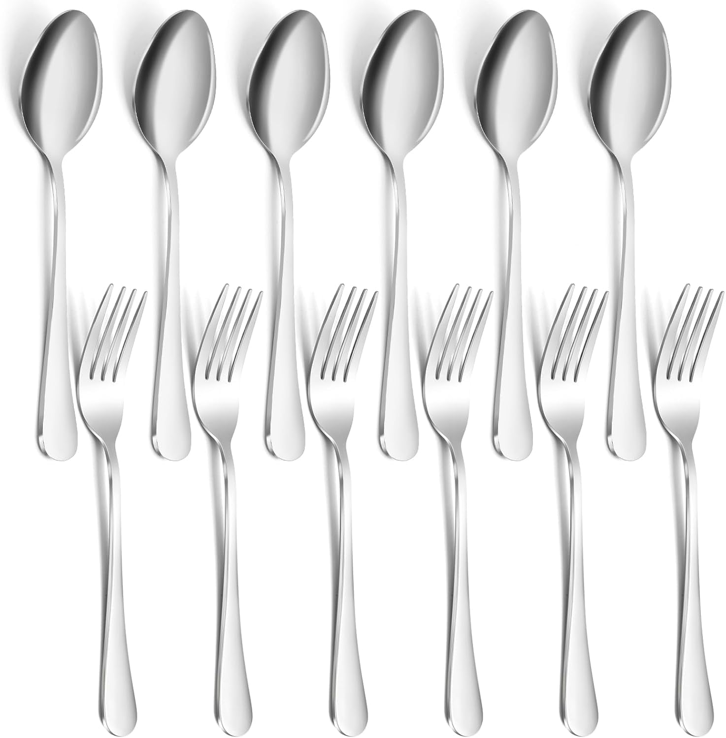 12 Pieces Spoons and Forks Set,Food Grade Stainless Steel Flatware ...