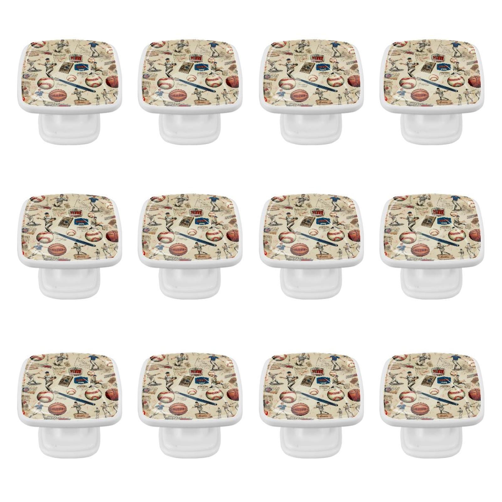 12 Pieces Square Cabinet Handles Baseball Knobs Square Drawer Pulls ...