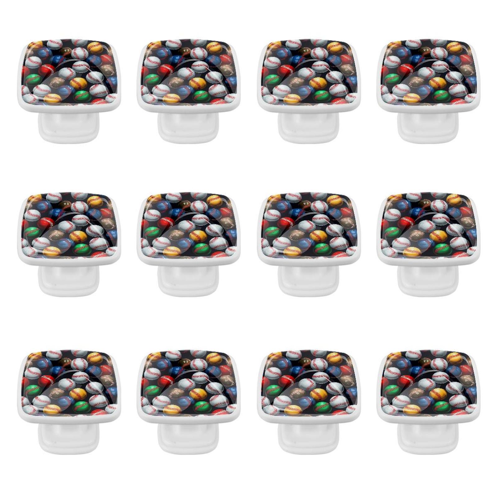 12 Pieces Square Cabinet Handles Baseball Knobs Square Drawer Pulls ...