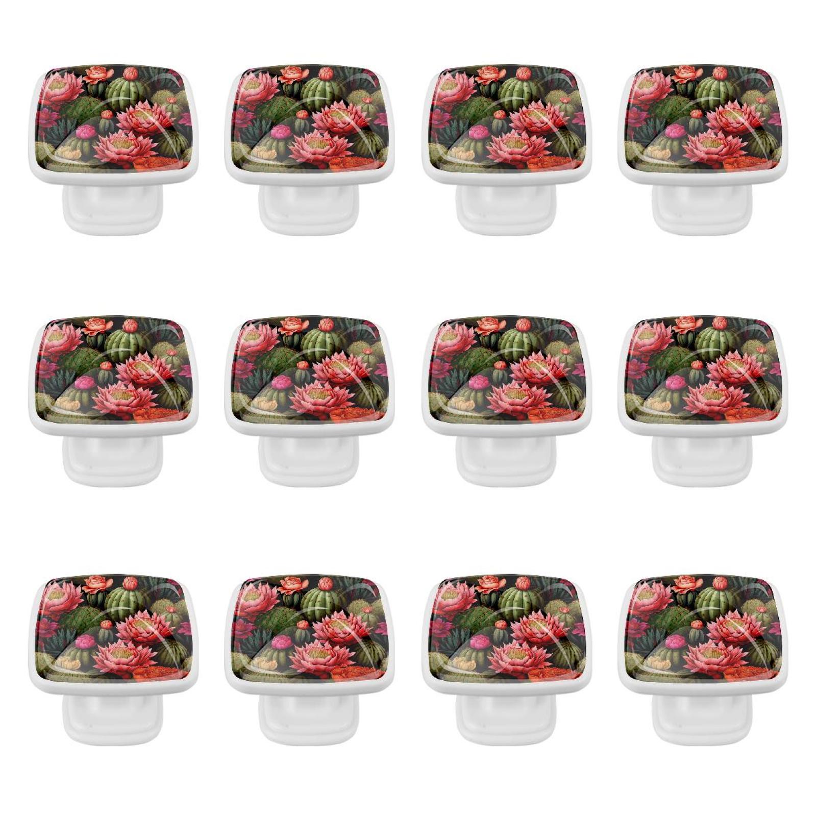 12 Pieces Square Cabinet Handles Cactus Knobs Square Drawer Pulls with ...