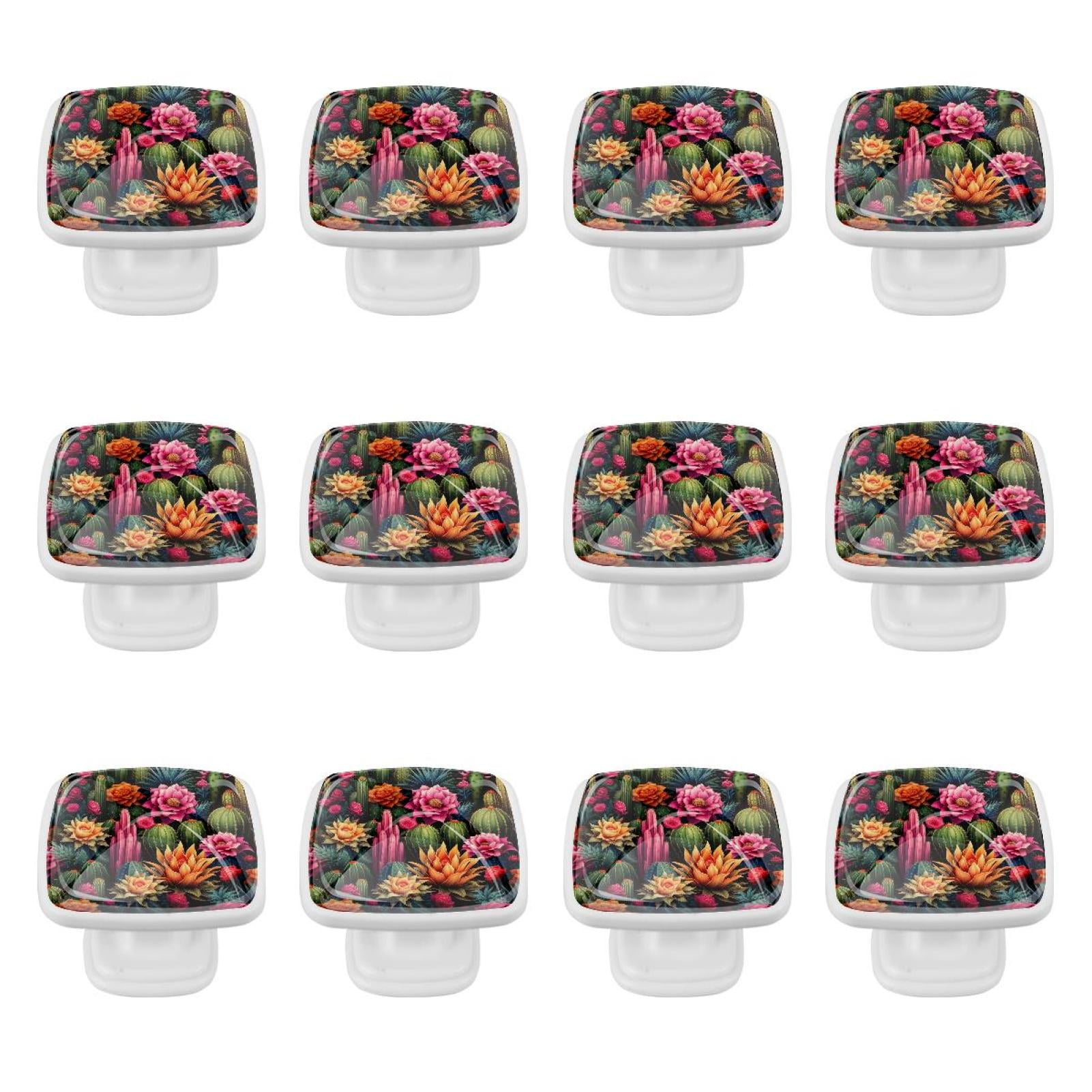 12 Pieces Square Cabinet Handles Cactus Knobs Square Drawer Pulls with ...