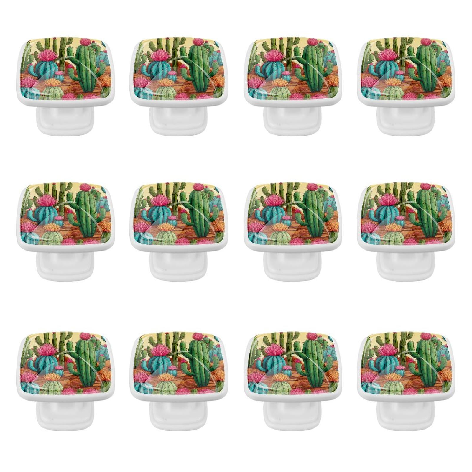 12 Pieces Square Cabinet Handles Cactus Knobs Square Drawer Pulls with ...