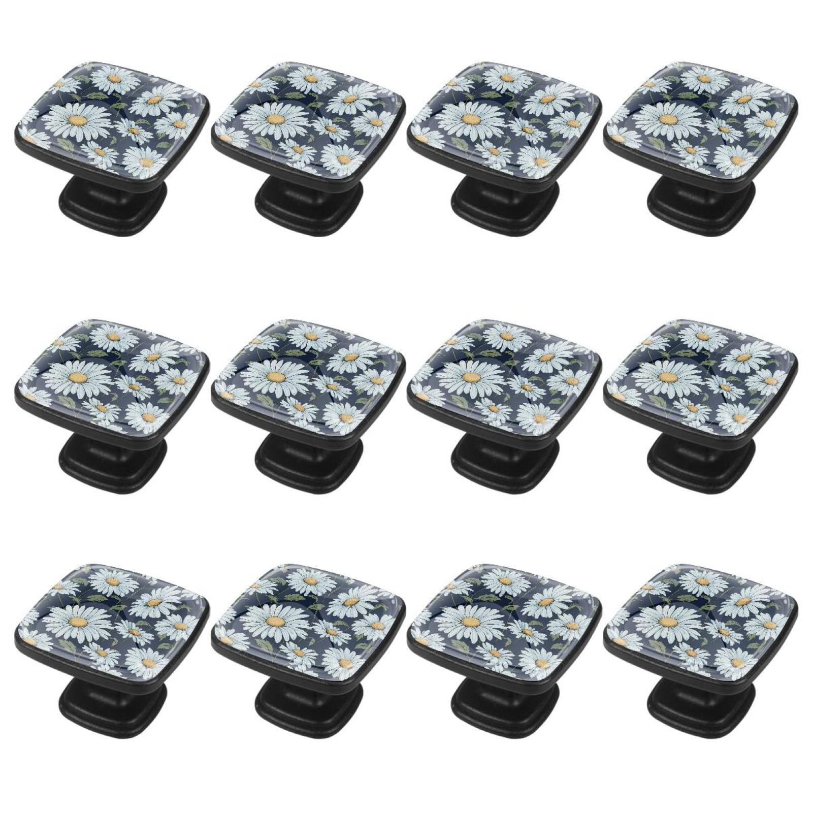 12 Pieces Square Cabinet Handles Daisy Knobs Square Drawer Pulls with ...