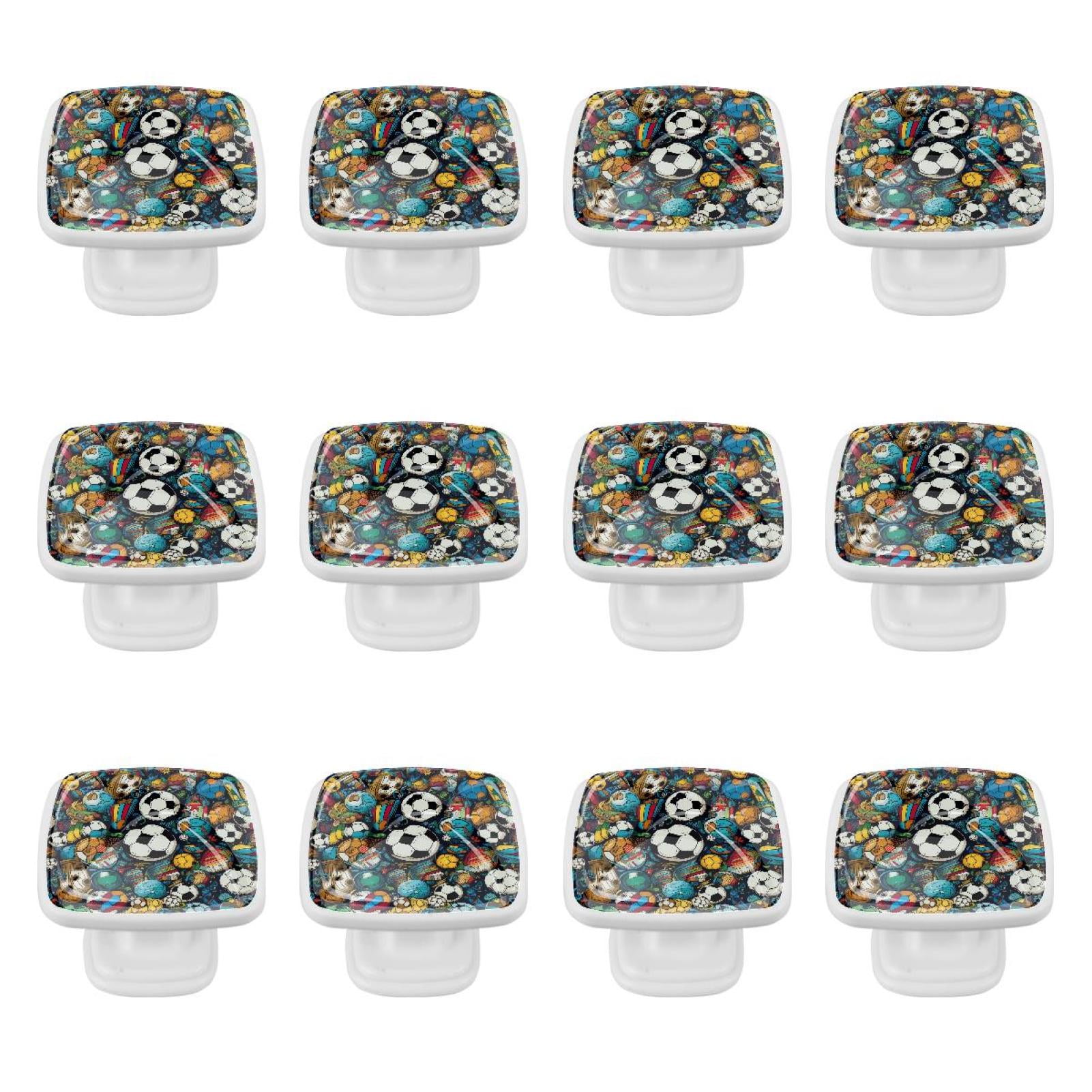 12 Pieces Square Cabinet Handles Football Soccer Knobs Square Drawer ...