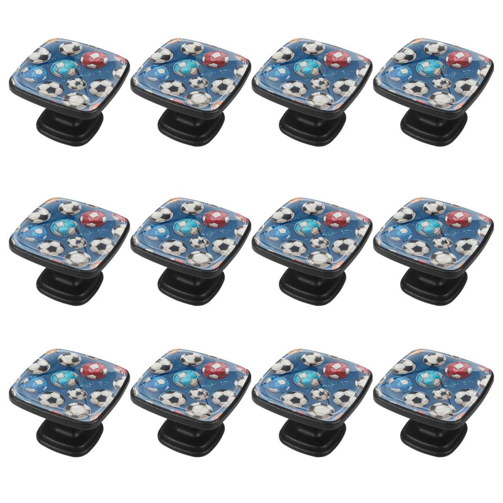 12 Pieces Square Cabinet Handles Football Soccer Knobs Square Drawer ...