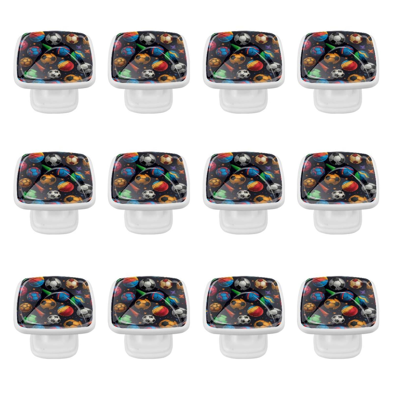 12 Pieces Square Cabinet Handles Football Soccer Knobs Square Drawer ...