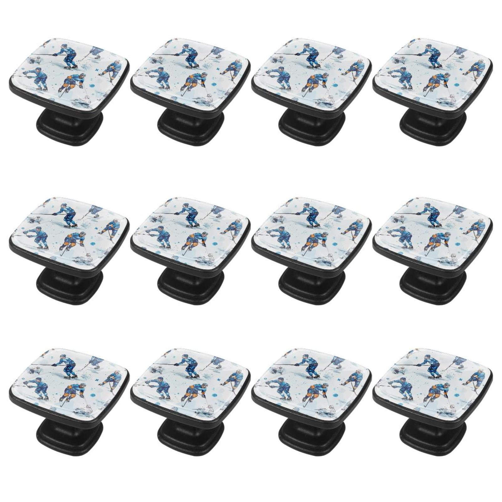 12 Pieces Square Cabinet Handles Ice Hockey Knobs Square Drawer Pulls ...