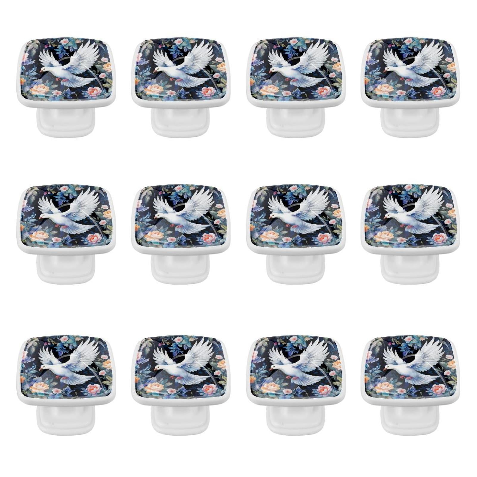 12 Pieces Square Cabinet Handles Peace Dove Knobs Square Drawer Pulls ...